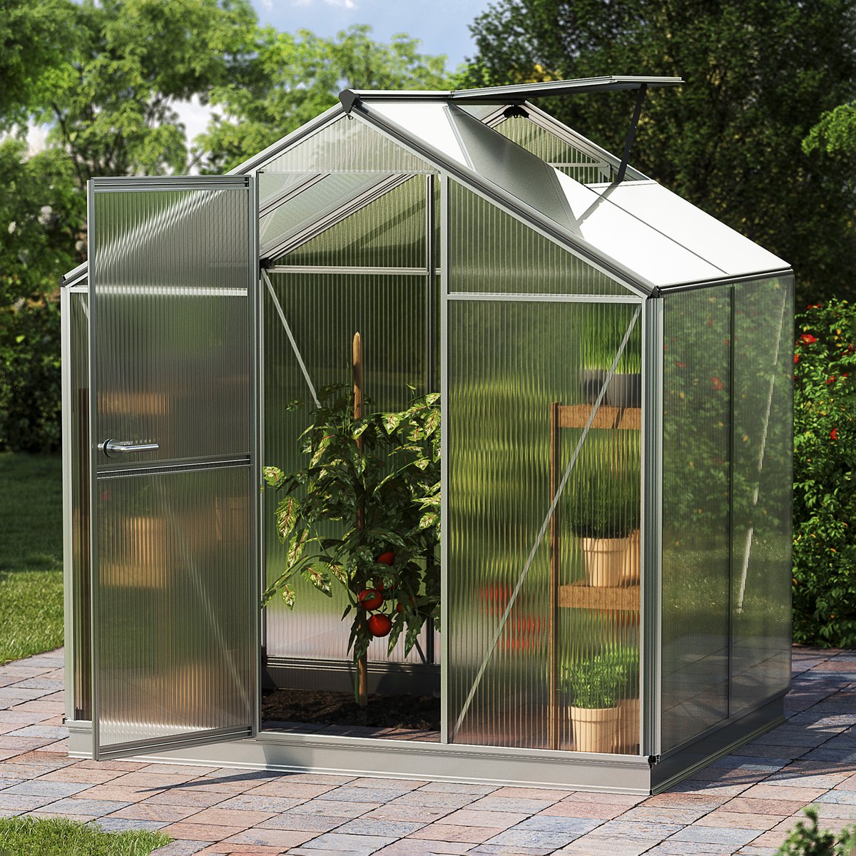 GFP tuinkas ECO-STAR 2 aluminium 192x131 cm, 8 mm kanaalplaten ...