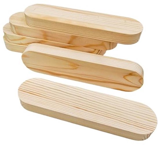 Onafgewerkte houten blokken, ovale houten planken om te knutselen ...