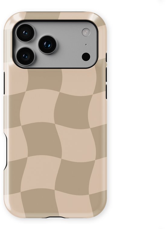 Mobiq - Checkered Warp Backcover met Magsafe geschikt voor iPhone 17 Pro Max - Sandwave | bol