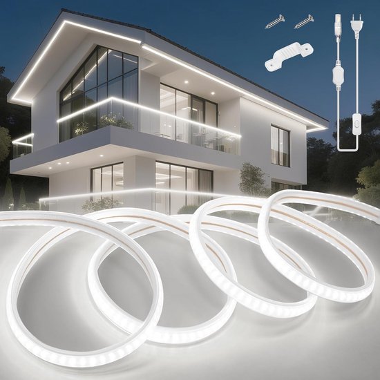 Waterdichte LED-strip voor Buiten 20m Wit 6000K Flexibele ...