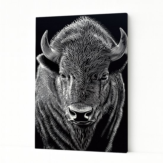 Bizon portret – kunstobject – Canvas schilderij – 50x70 cm | bol