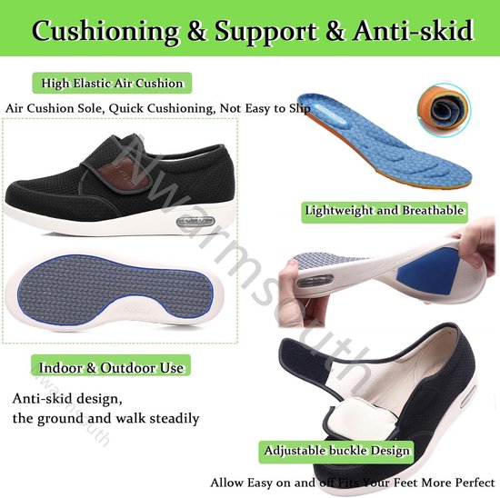 Extra Brede Verstelbare Diabetische Pantoffels voor Heren en Dames ...