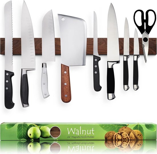 Magnetische messenhouder van donker notenhout 24 inch - Krachtige ...