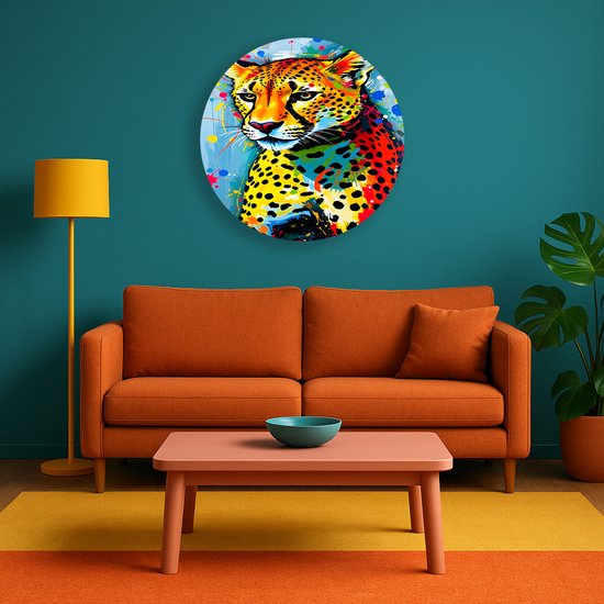 Luipaard wandcirkel - Rond kunstwerk - Wandpaneel - 80x80 cm | bol