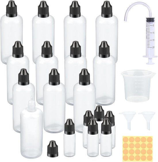 18-delige flessenset voor e-vloeistof - 100 ml en 10 ml flessen met ...