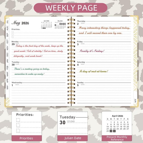 Agenda 2026 Weekoverzicht A5 Hardcover Planner Maandoverzicht Januari t ...