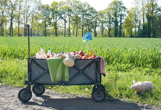 Opvouwbare Bolderkar met Telescoopstang en PU-Wielen, Laadvermogen 50 ...