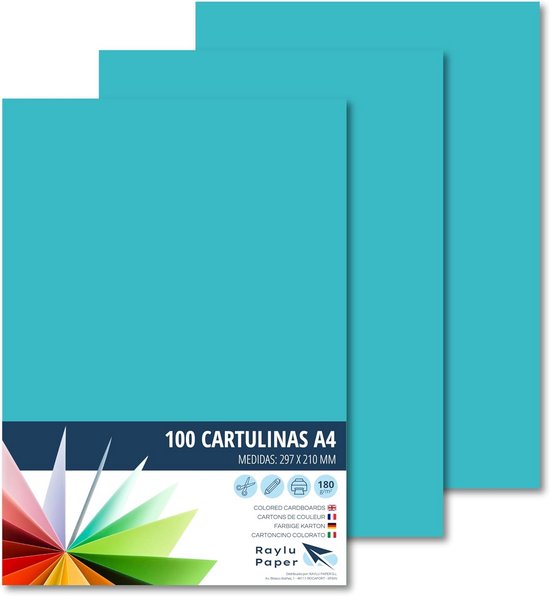 100 Vel Turquoise Papier A4 180g - Stevig Gekleurd Karton voor ...