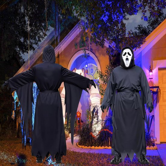 Griezelig Spookkostuum met Masker en Speelgoedmes voor Halloween en ...