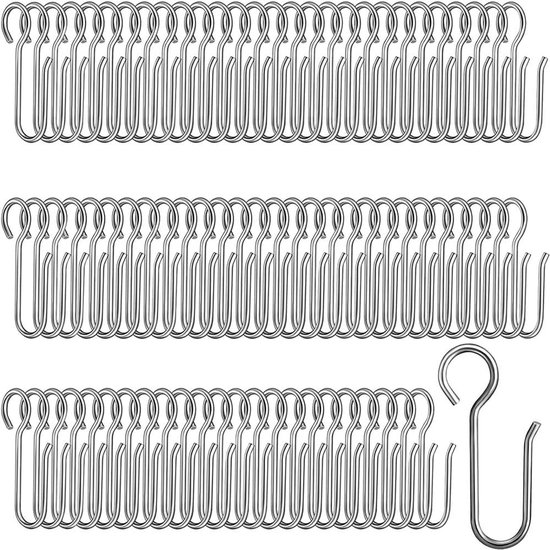 S Shape Curtain Hooks - Heavy Duty Metal - 40mm Long - Pack of 80 ...