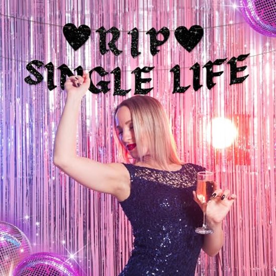 Rip Single Life Banner, 2.44m Bachelorette Glitter Banner Funny Bridal ...