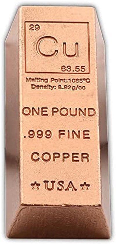 1 Pound Copper Bar Ingot - 999 Pure Chemistry Element with Certificate ...