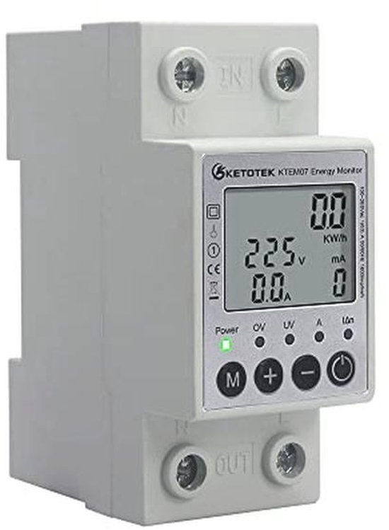 Digitale stroommeter DIN-rail 1 fase energiemeter met LCD-scherm | bol