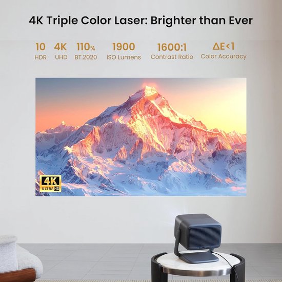 Ultra 4K Projector met Triple Laser en Auto Gimbal Beeldcorrectie - 300 ...