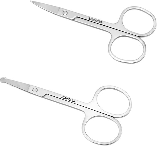 2 x Kleine RVS Scharen - Oogbrow en Neushaar Scharen met Ronde Punt ...