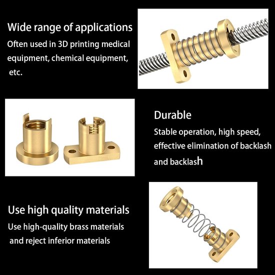 Anti-speling messing moeren voor 3D-printer Z-as ACME spindels | bol