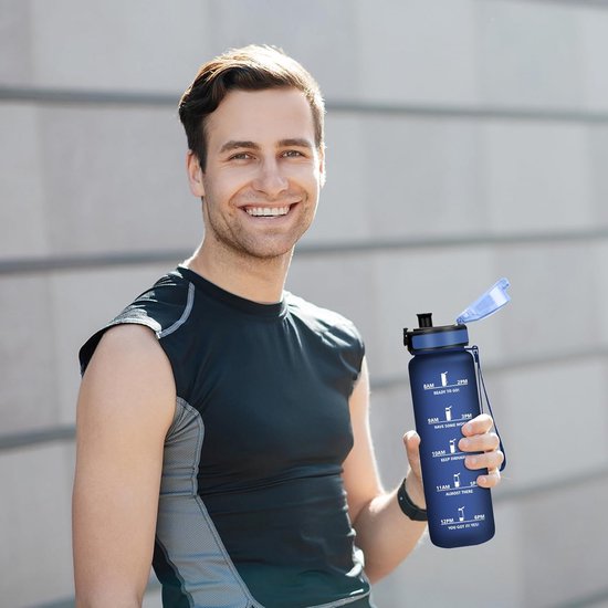 Motiverende Sport Waterfles met Tijdschaal en Filter - Lekvrij en ...