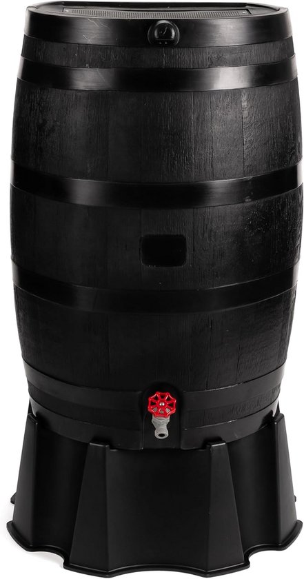 Grote Regenton 190 Liter Zwart Waterton met Standaard - Platte ...