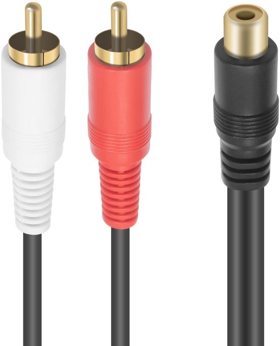 RCA Y Splitterkabel Vrouwelijk naar Dual Mannelijk Stereo Audio ...