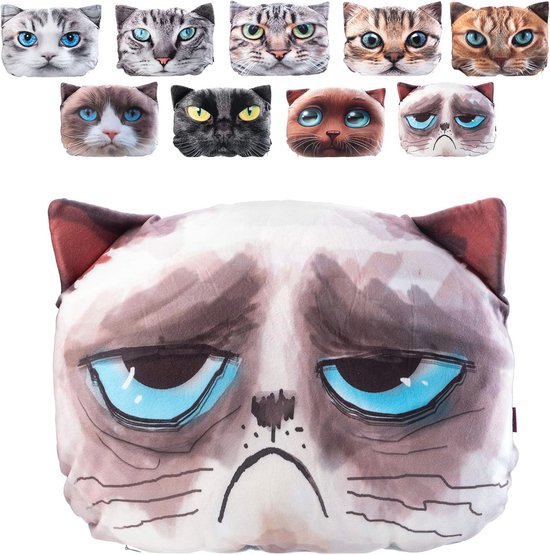 Decoratief Kattenhoofd Sierkussen - Zacht en Wasbaar Kussen voor Bed en ...