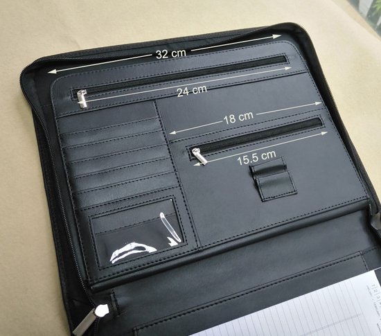 Conferentiemap A4 - Luxe schrijfmap, opbergmap, documentenmap - Zwart | bol