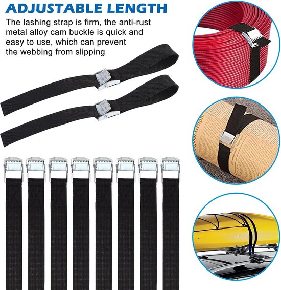 Sjorbanden kort, 10 stuks bevestigingsriemen, bevestigingsriem met ...