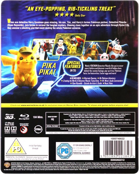 Pokémon: Detective Pikachu [3D Bluray]+[Blu-Ray], Justice Smith | Dvd's ...