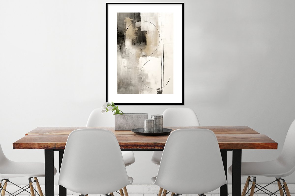 FrameYourWall® - Fotolijst met poster 60x80 - Moderne kunst - Grijs ...