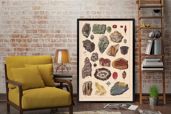 Fotolijst incl. Poster - Een historische illustratie van edelstenen ...