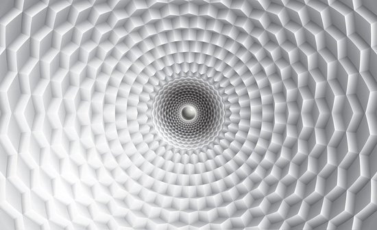 Fotobehang - Vlies Behang - Wit Grafisch 3D Patroon - 208 x 146 cm | bol