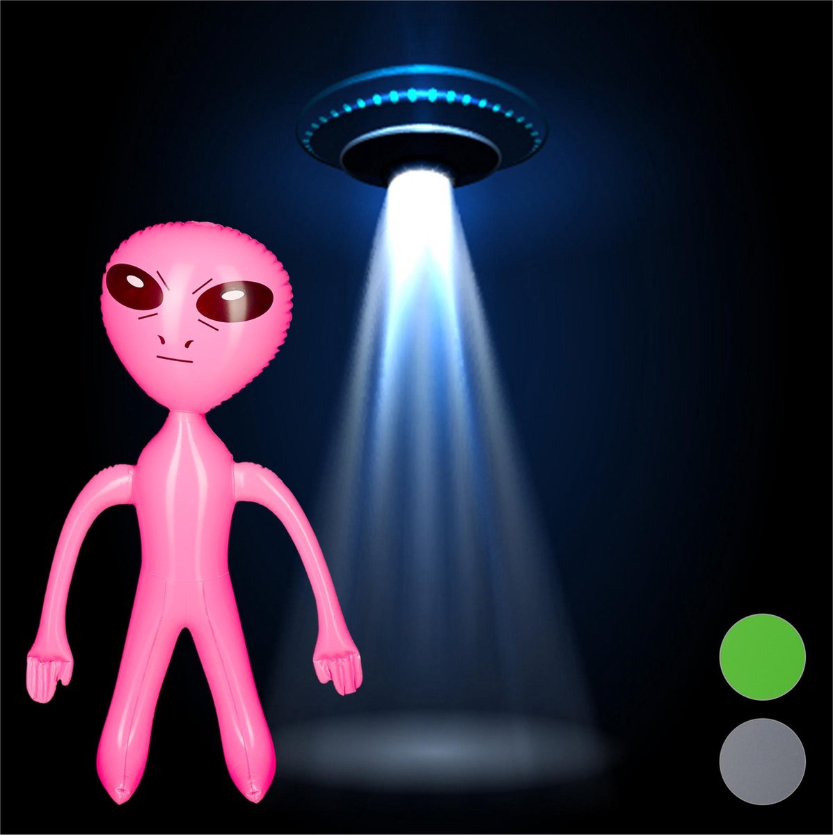Relaxdays Opblaasbare alien opblaas alien marsmannetje party deco ...
