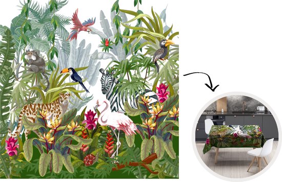 Tafelkleed - Tafellaken - 150x150 cm - Jungle - Natuur - Jongens ...