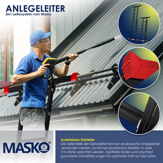 Masko® Kammersteiger Aluminium Steiger Multifunctionele Ladder ...