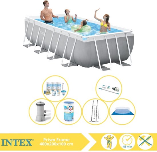 Intex Prism Frame Zwembad - Opzetzwembad - 400x200x100 cm - Inclusief ...