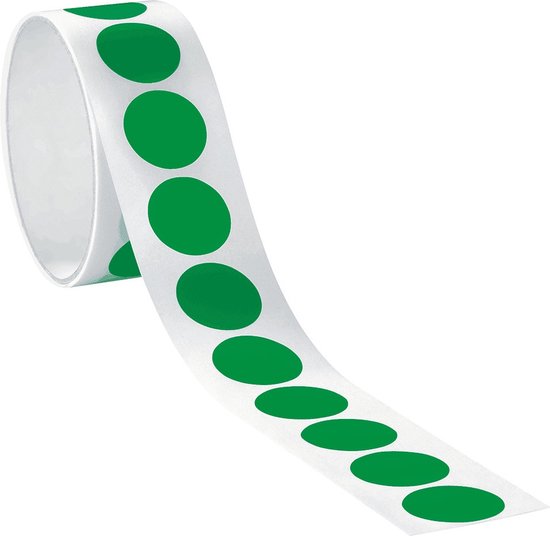 Ronde groene markeringsstickers - zelfklevende folie - 100 stuks op rol ...