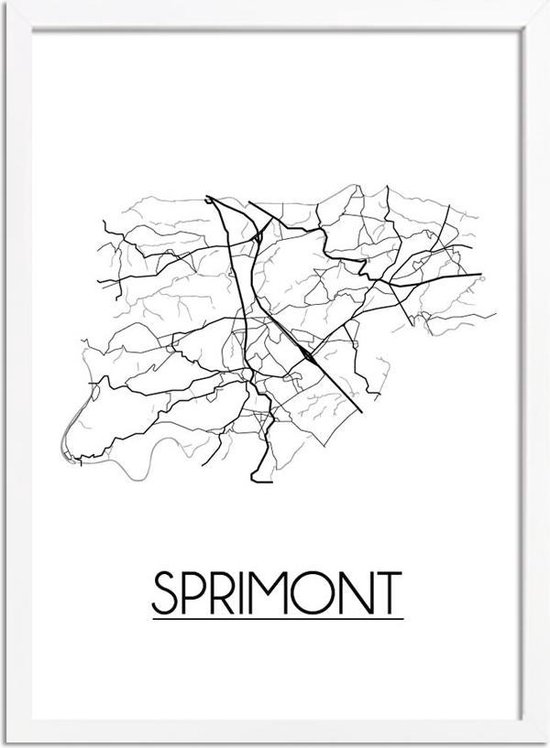 Sprimont Plattegrond poster A3 + Fotolijst Wit (29,7x42cm ...