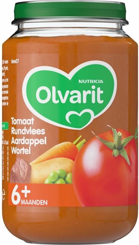 Olvarit - Maaltijd - Tomaat, Rundvlees, Aardappel, Wortel - 6+ maanden ...