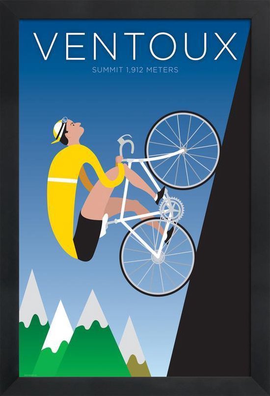 JUNIQE - Poster in houten lijst Ventoux -60x90 /Blauw & Geel | bol.com