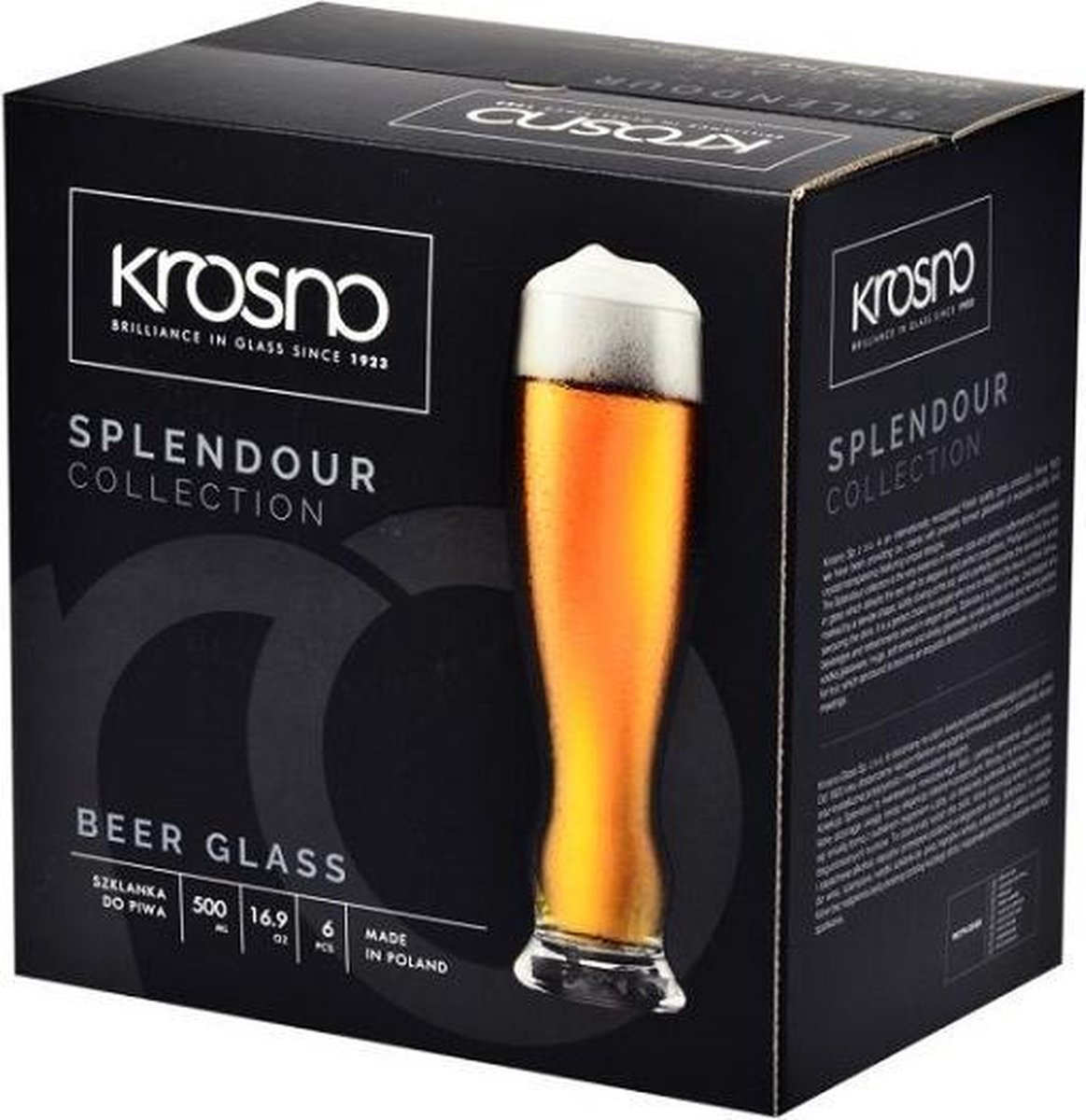 Krosno Splendour Collection Bierglazen - Set van 6 - 500ml | bol.com