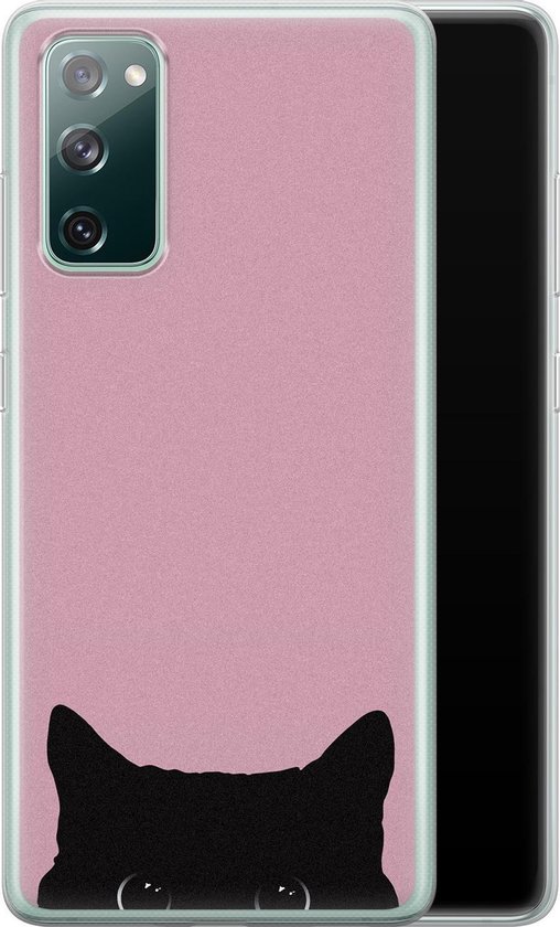 Samsung Galaxy S20 FE siliconen hoesje - Zwarte kat - Soft Case Telefoonhoesje - Roze... | bol.com