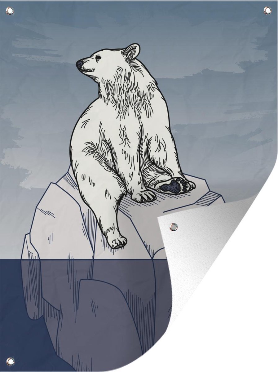 Tuin decoratie Kindertekening van een ijsbeer op een ijsberg - 30x40 cm ...