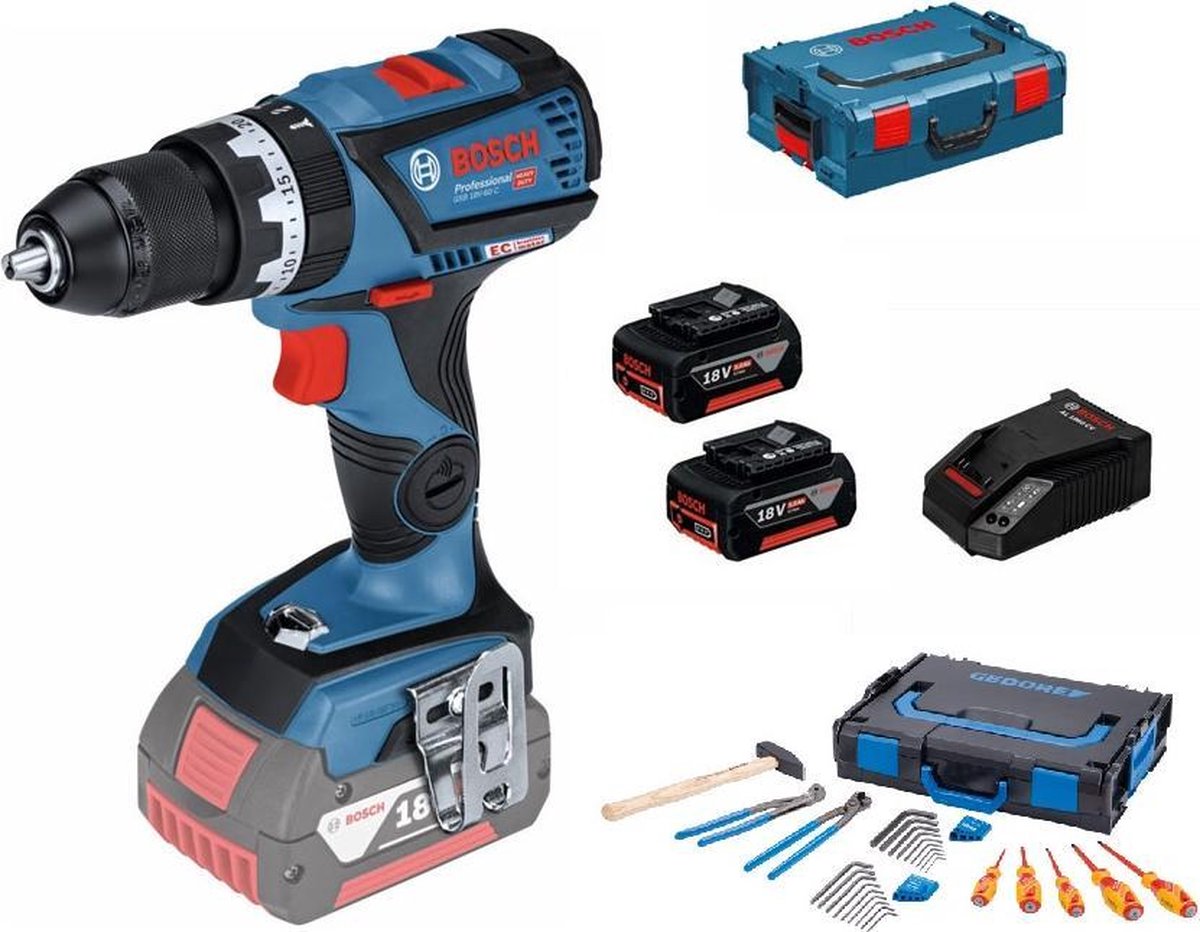 Bosch GSB 18V-60 C 18V Li-Ion accu klopboor-/schroefmachine set in L ...