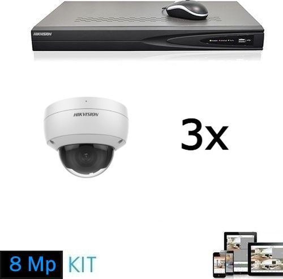 beveiligingscamera Hikvision 4K Ultra HD 8 Megapixel IP Acusense set 3x ...