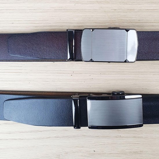 Heren riem echt Leer met automatische gesp - Broekriem 2 Stuks Zwart en ...
