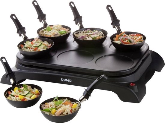 Gourmetstel - Raclette - Grillplaat - 6 Personen - 1000W - Zwart | bol.com