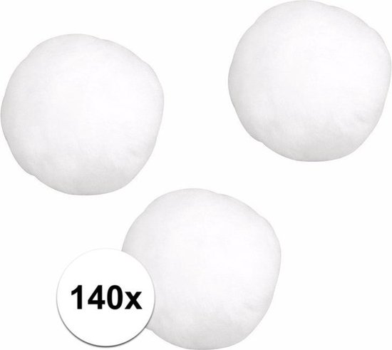 140x witte knutsel pompons 7 mm - hobby balletjes | bol