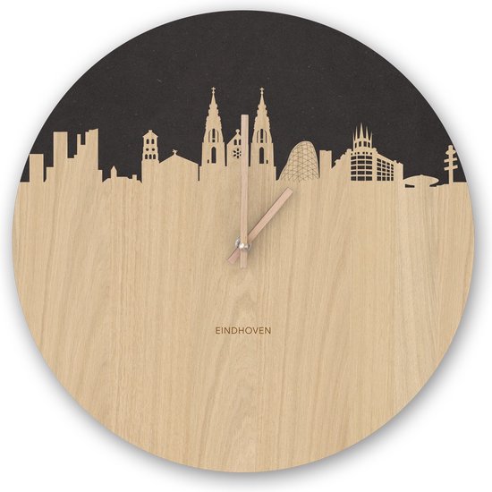 Eindhoven Skyline Klok - Houten wandklok - Cadeau Eindhoven | bol