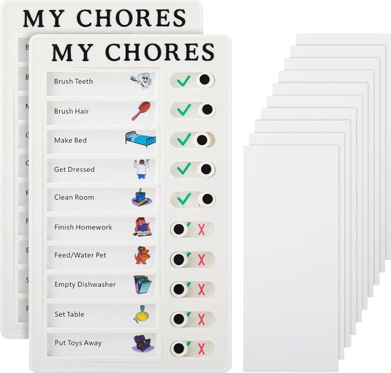 2X My Chores Checklist Board, Daily Reminder Chore Chart for Kids Adults Plastic Memo... | bol