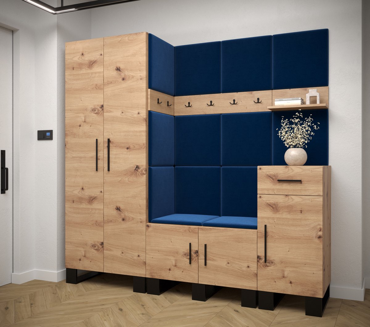 Garderobekast Ganggarderobe Compacte garderobe Vestibule Wandkast Plank ...