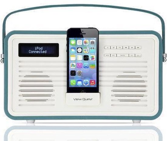 View Quest Retro DAB+ Radio Lightning Dock - Blauwgroen | bol.com